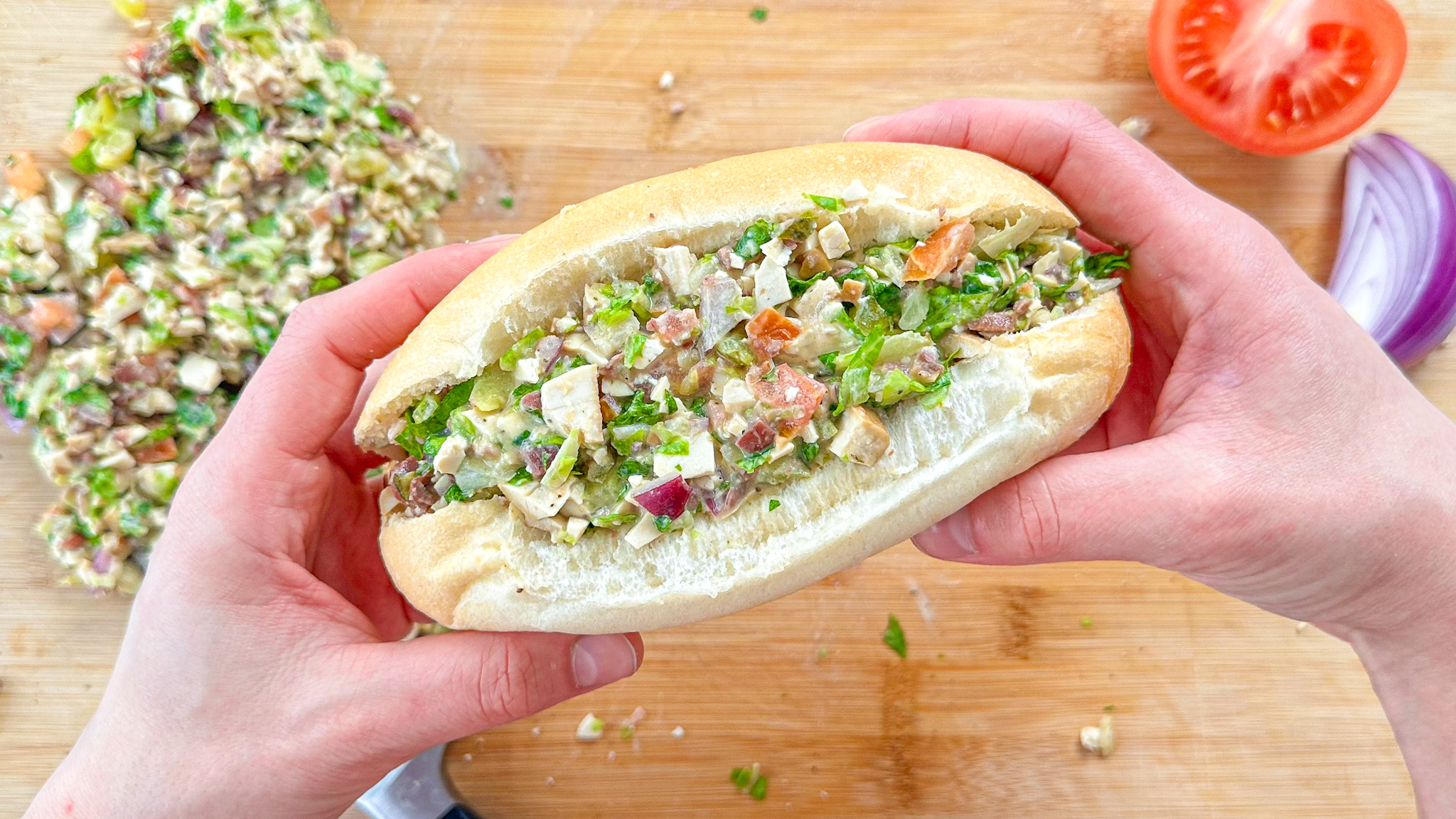 Viral Chopped Italian Sandwich - That Vegan Babe